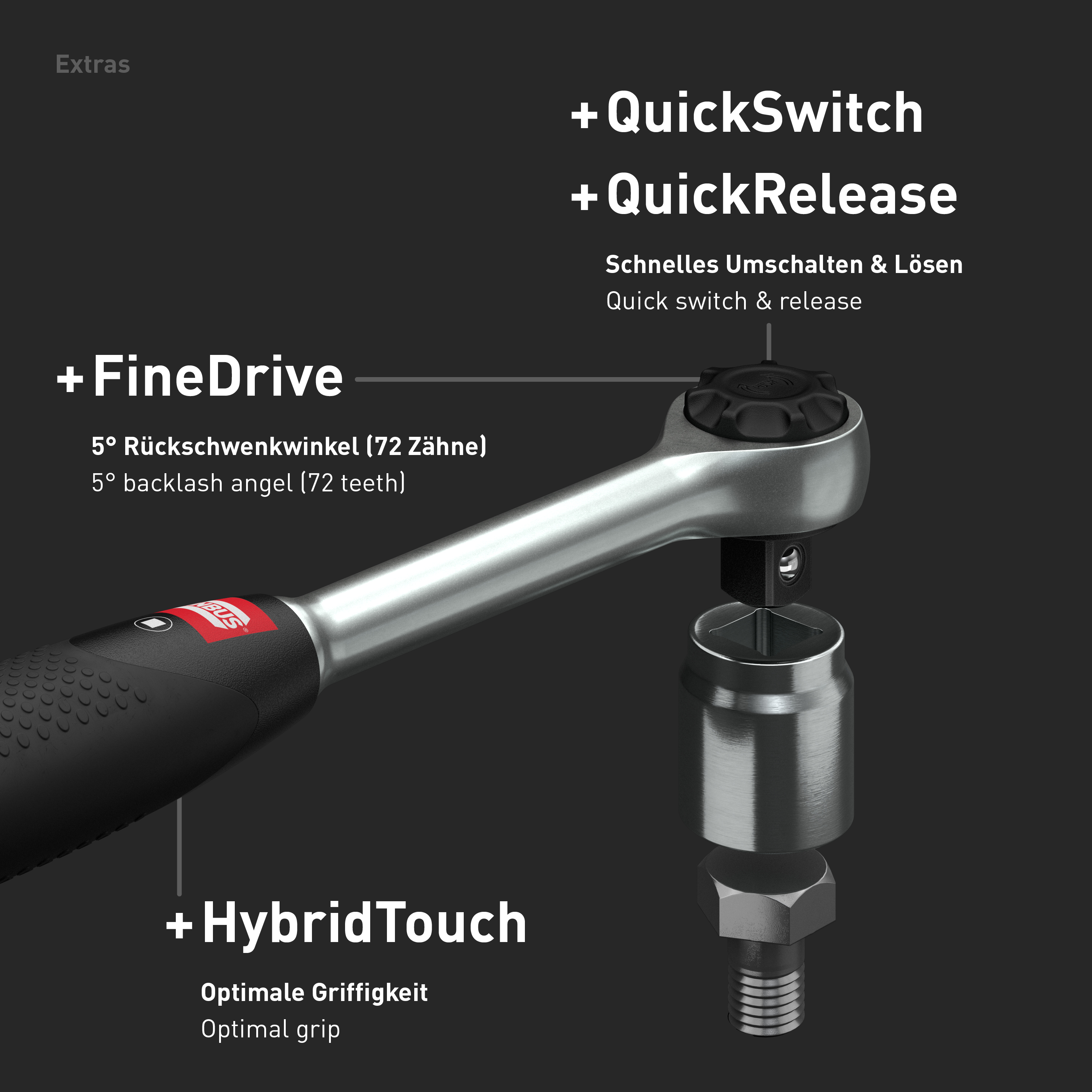 INBUS® 74070 Ratsche 3/8", mit Feinverzahnung (72 Zähne) | 158595 🔩 ...