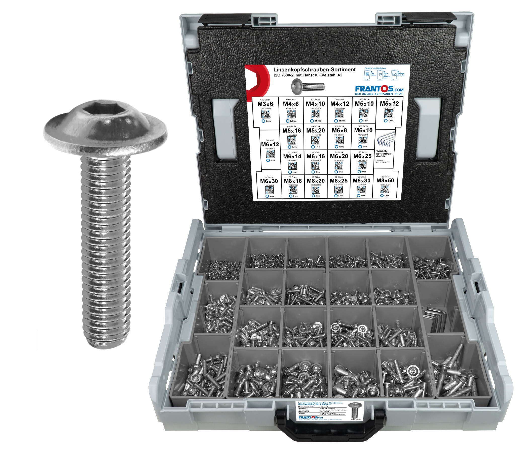 Assortimento Frantos L-BOXX, viti a testa bombata ISO 7380-2 con ...